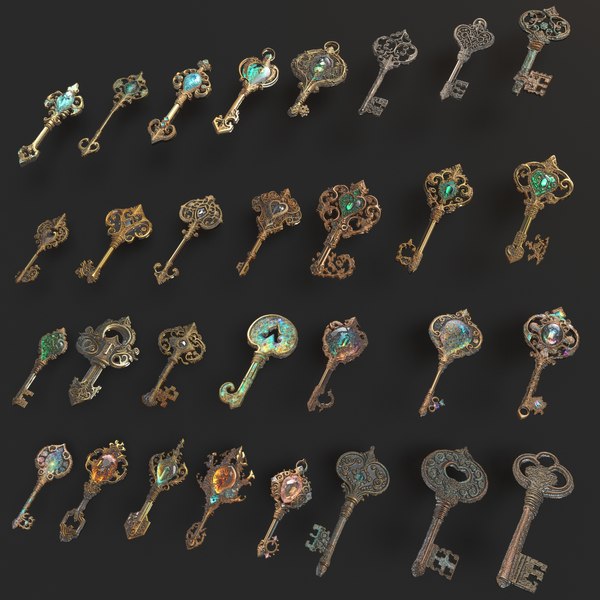 3d ancient old luxury key
