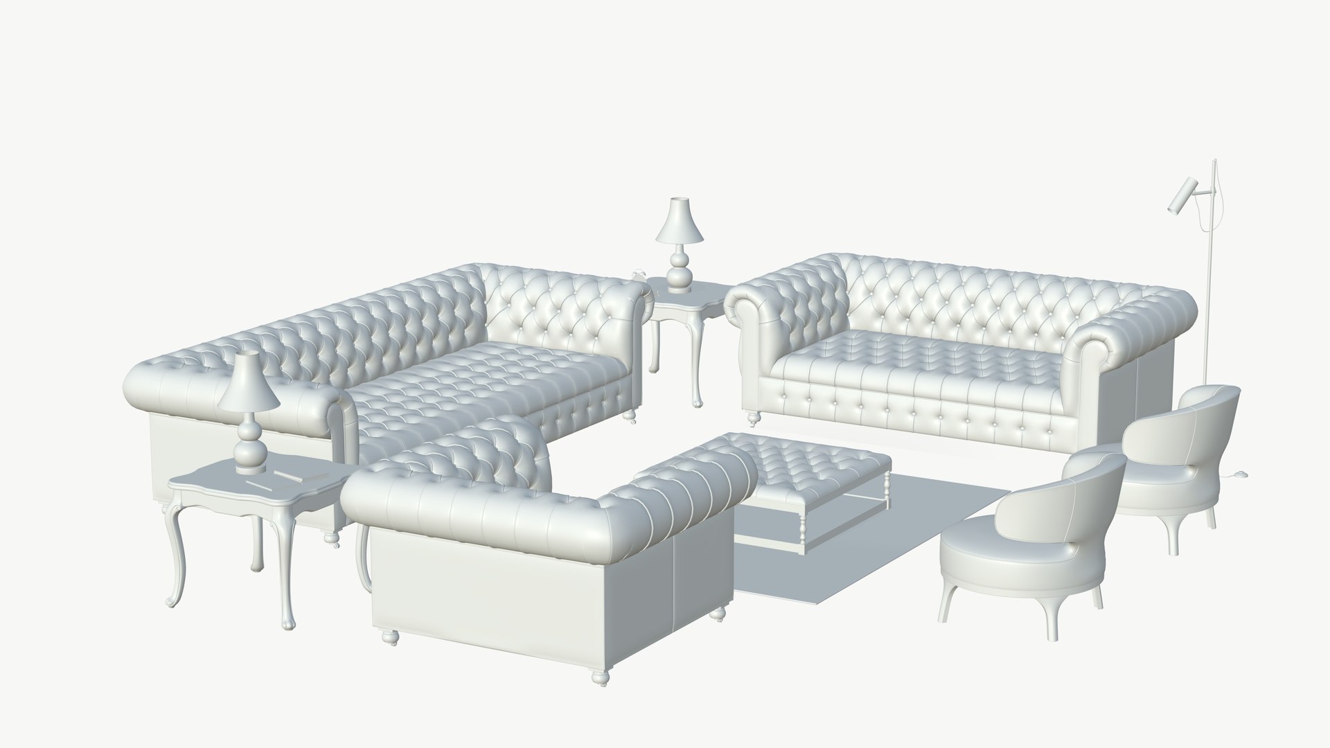 Chesterfield Leather Realistic Sofa 3D Model - TurboSquid 2017508