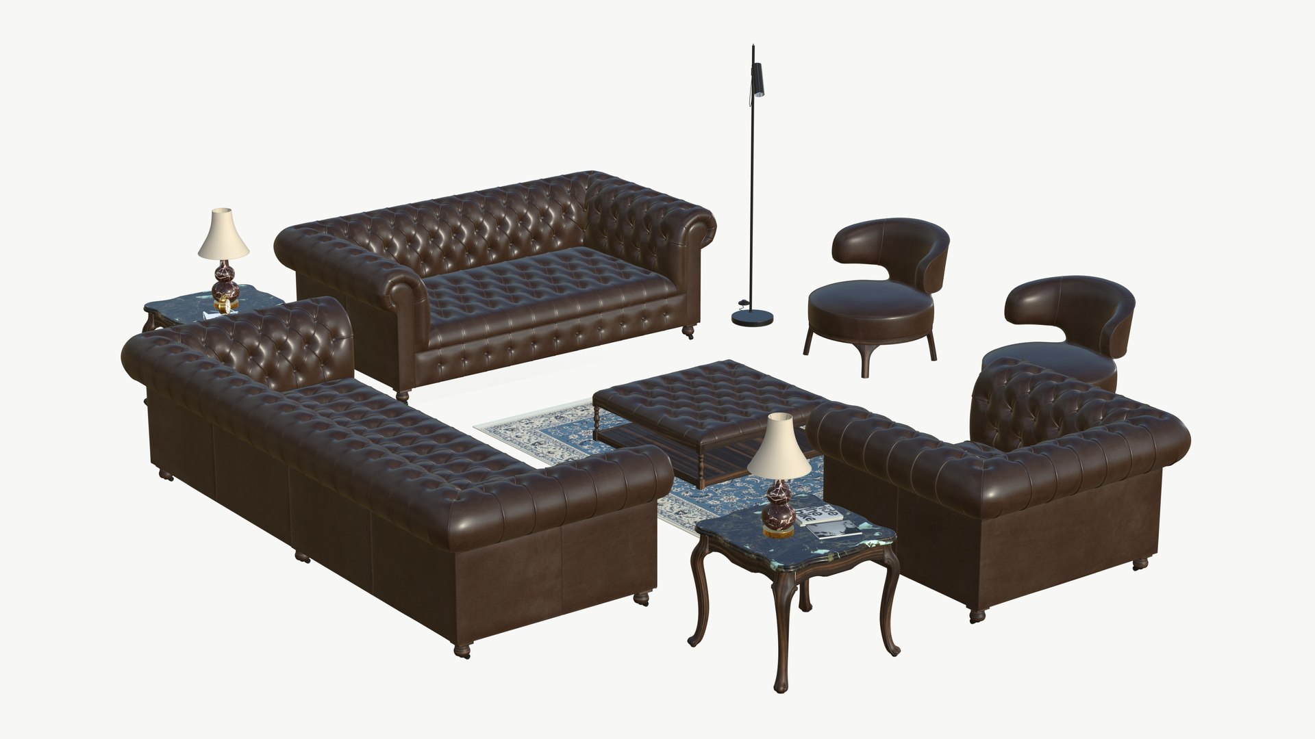 Chesterfield Leather Realistic Sofa 3D Model - TurboSquid 2017508