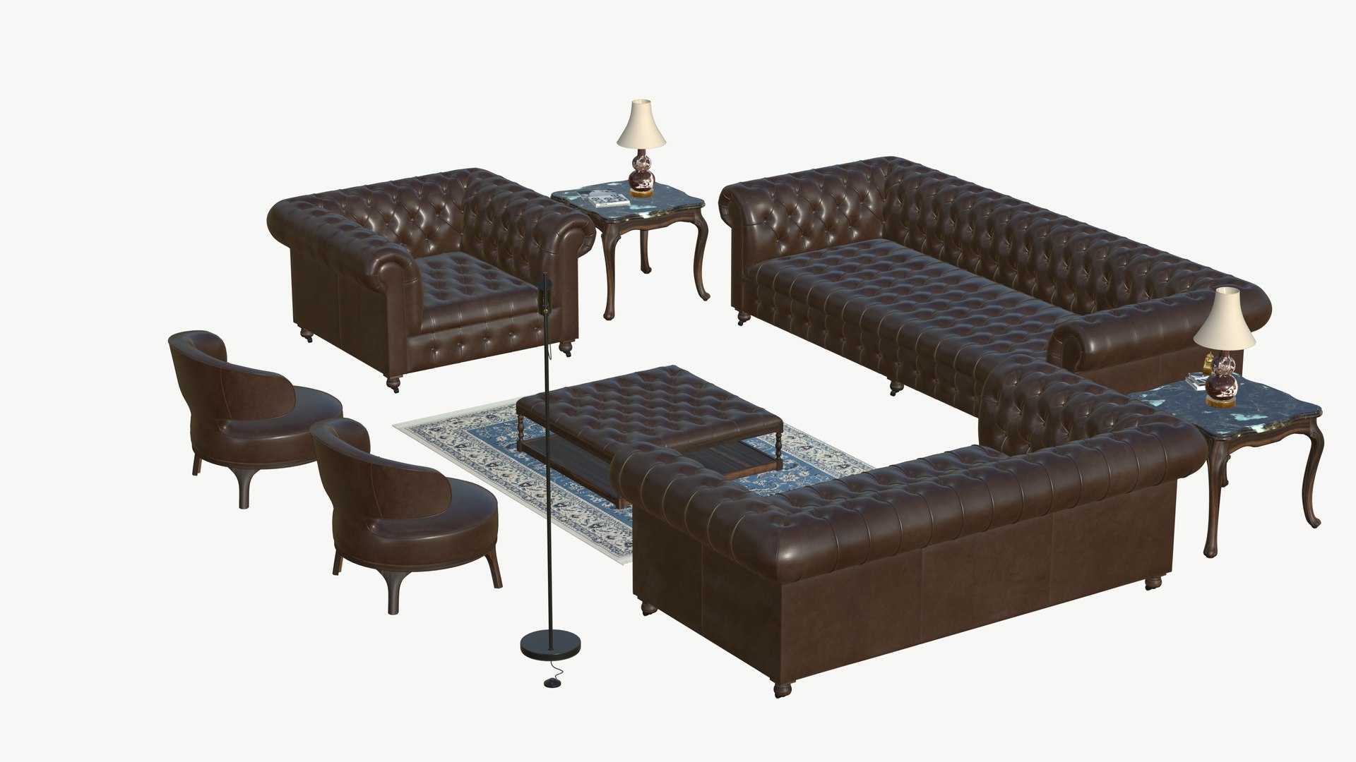Chesterfield Leather Realistic Sofa 3D Model - TurboSquid 2017508