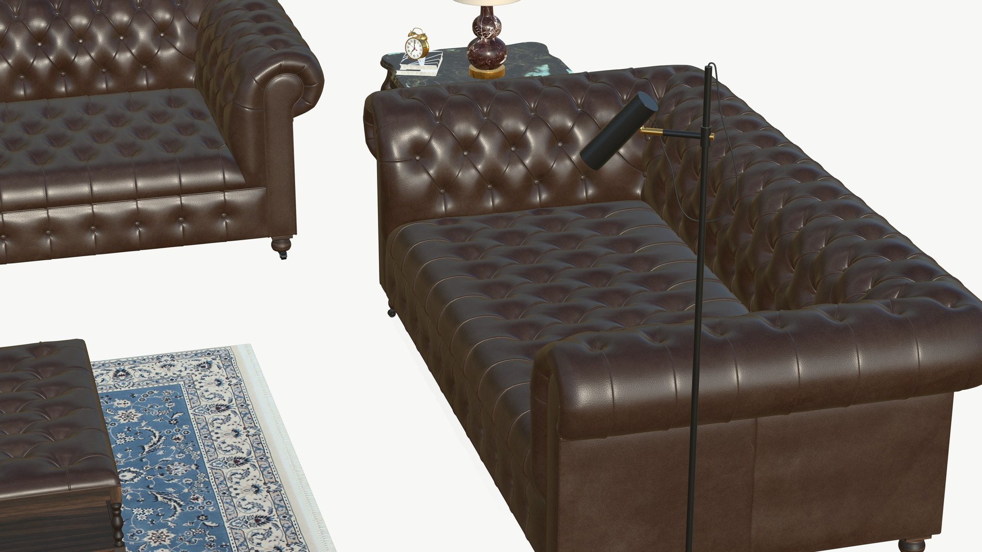 Chesterfield Leather Realistic Sofa 3D Model - TurboSquid 2017508