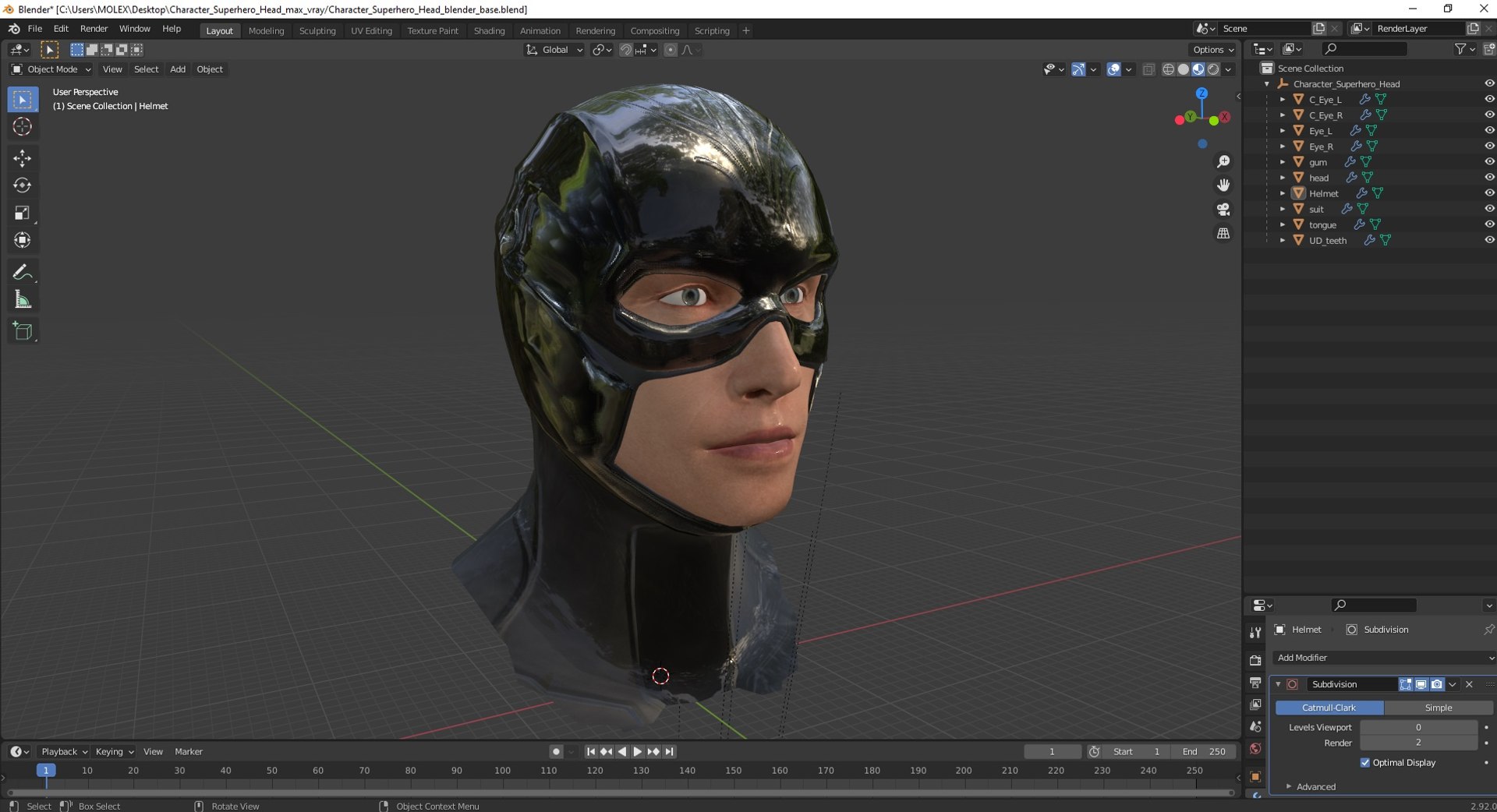 3D Character Superhero Head - TurboSquid 2070373