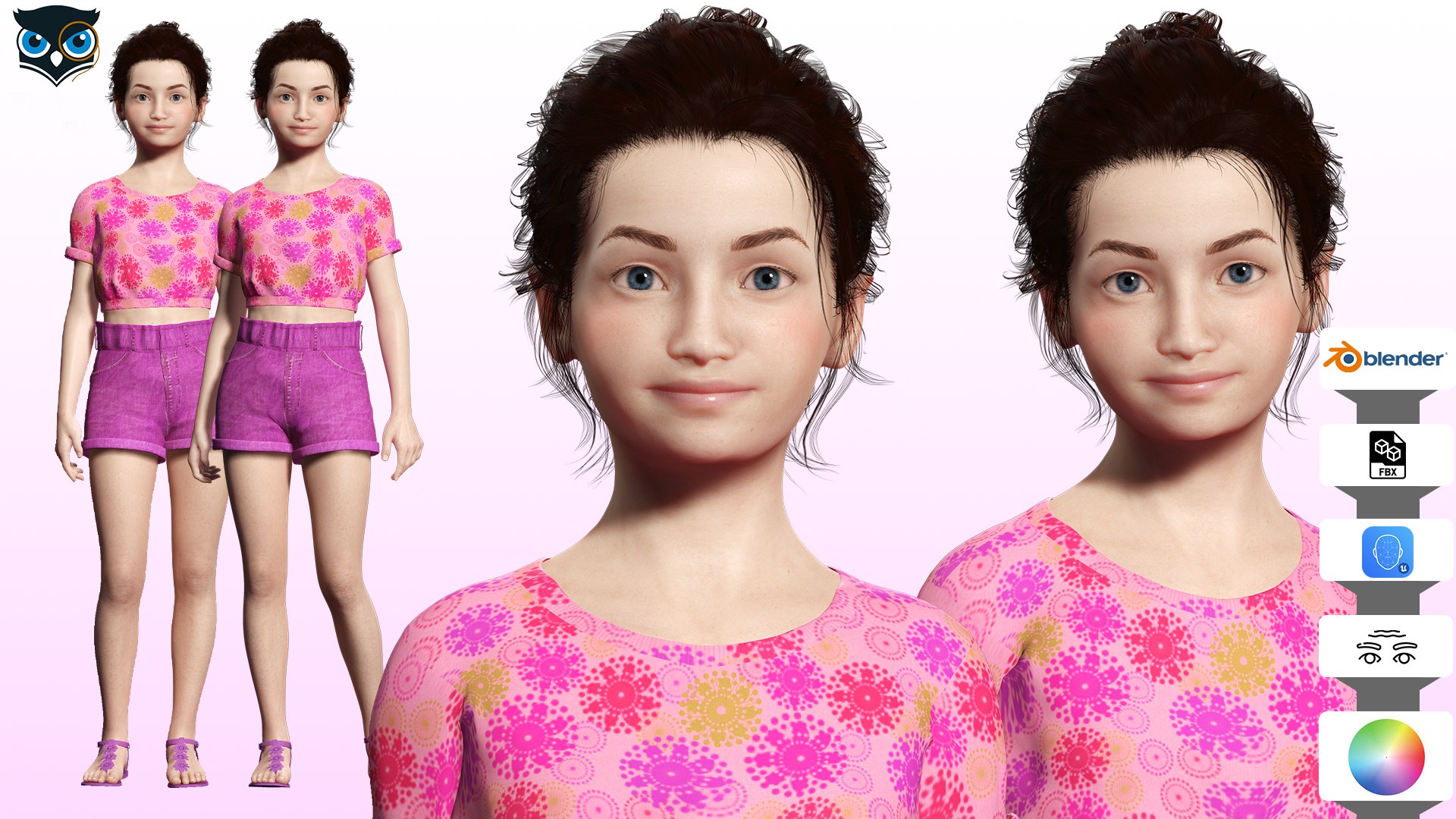 3D Model Sanaya -Realistic Girl Ready For Render And Animation Kid Low ...