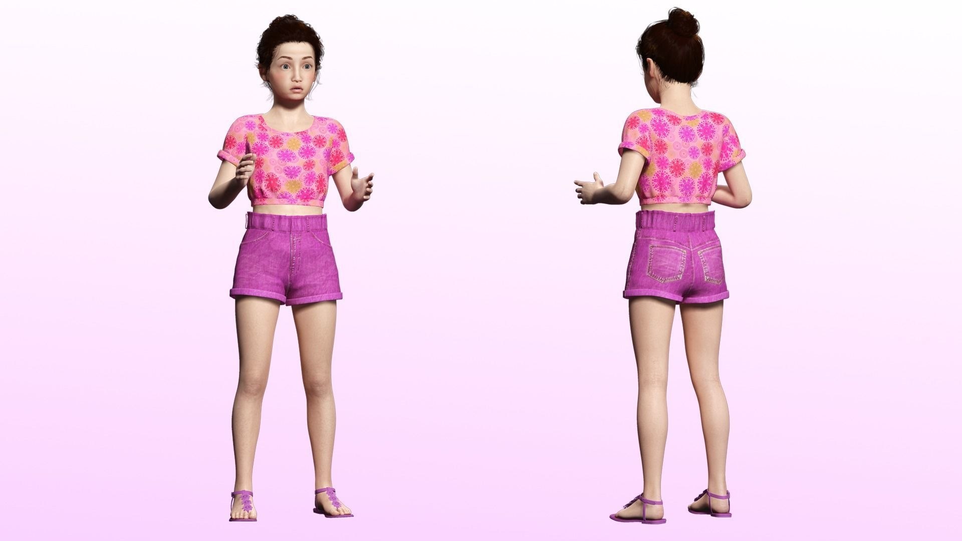 3D Model Sanaya -Realistic Girl Ready For Render And Animation Kid Low ...