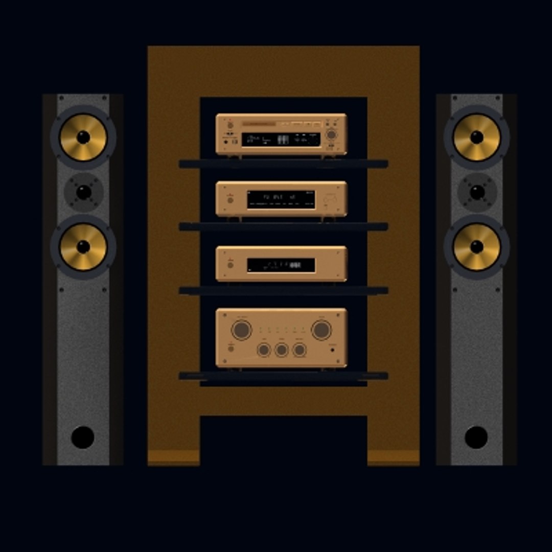 3d model of stereo speakers radio