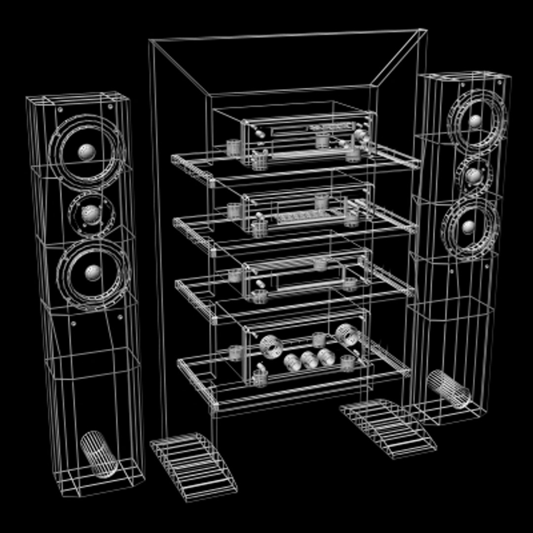 3d model of stereo speakers radio