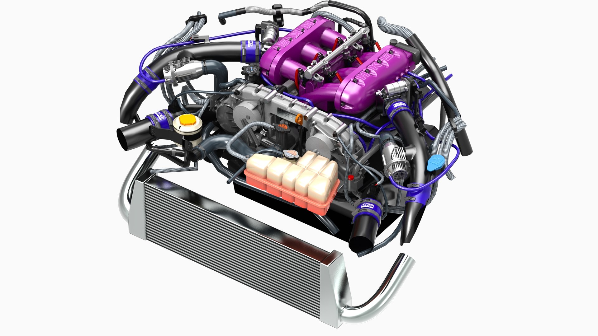 3D Model HKS VR38DETT Nissan GTR Engine - TurboSquid 2307203