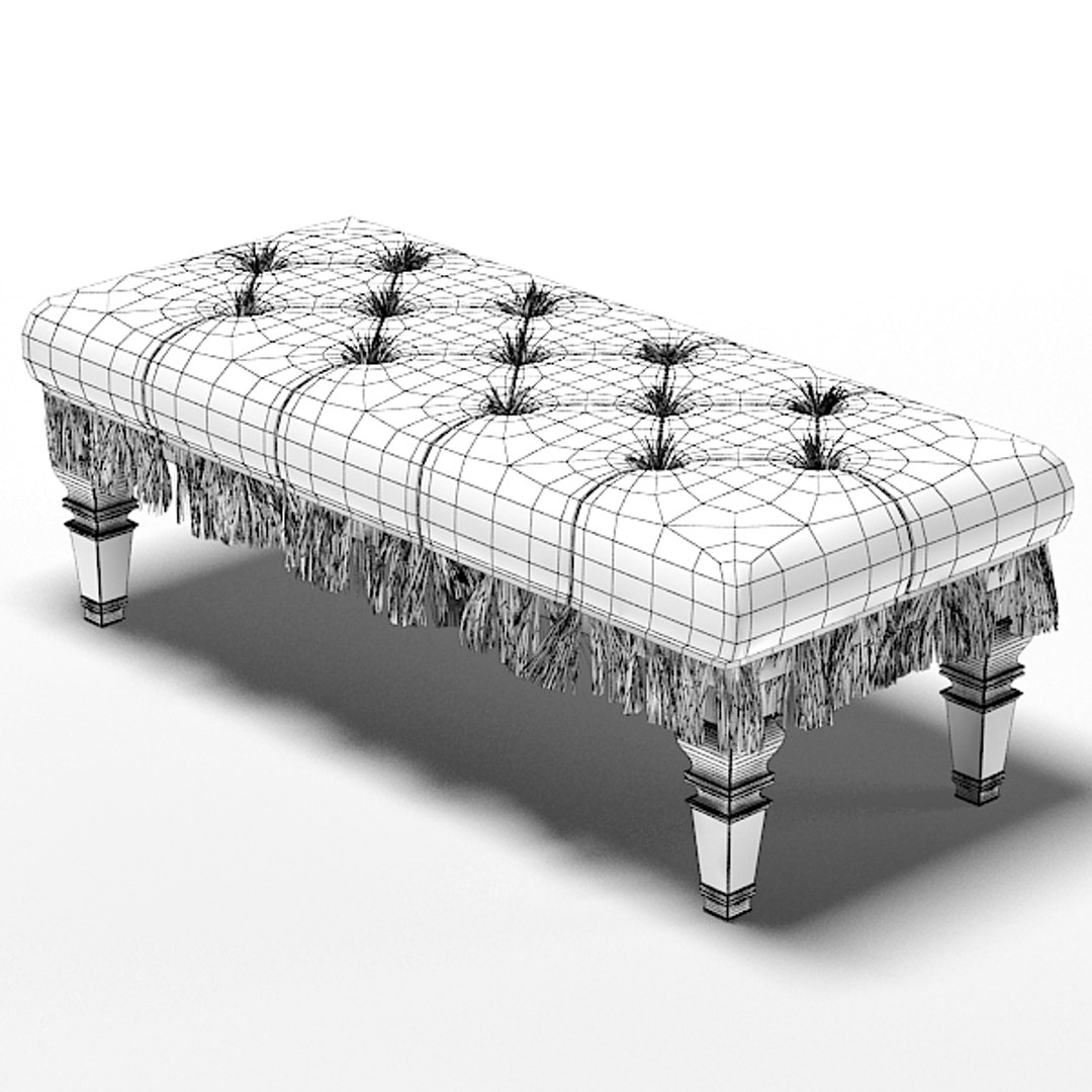 Classic Tufted Bench 3d Model
