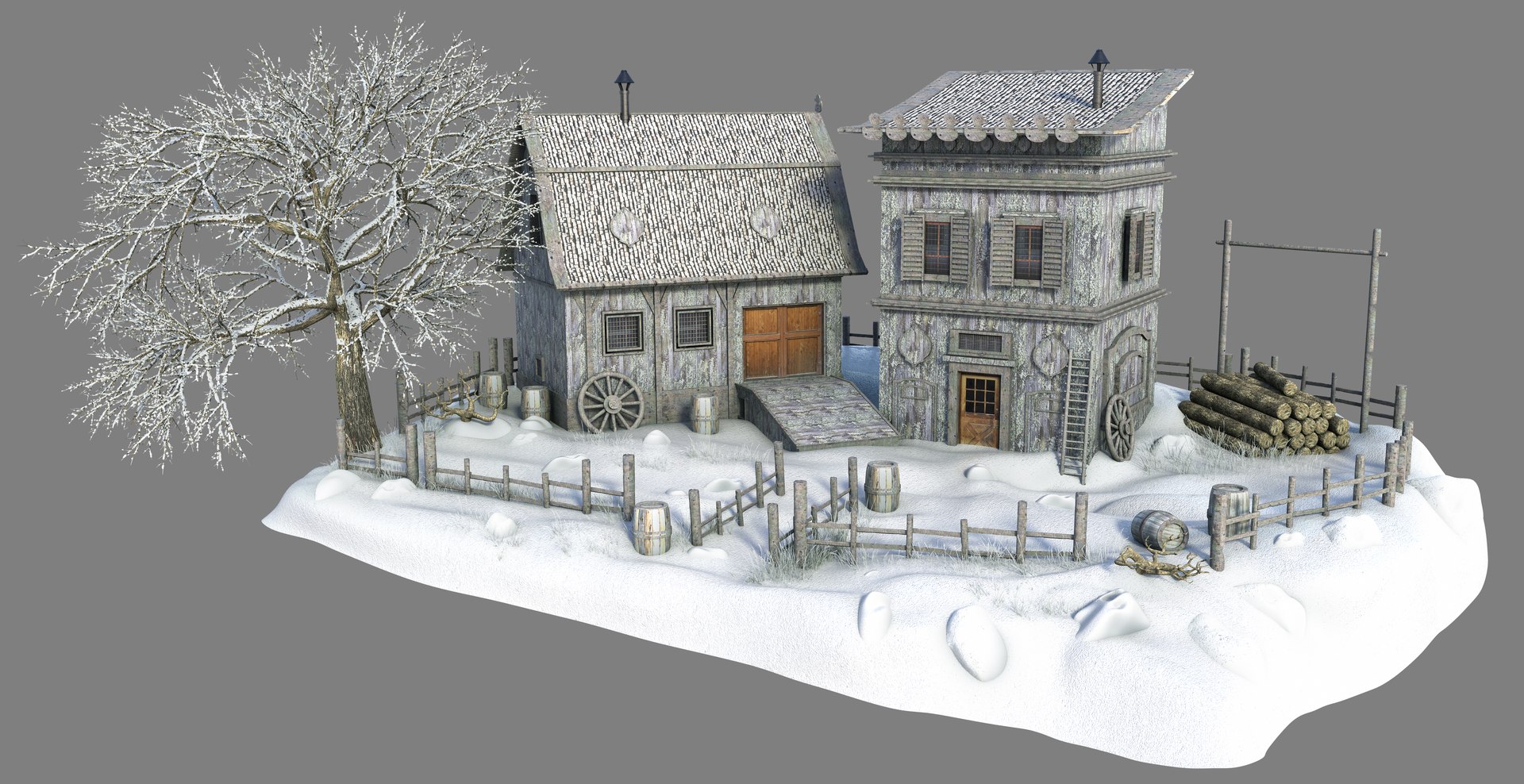 Snow winter house 3D model - TurboSquid 1357379