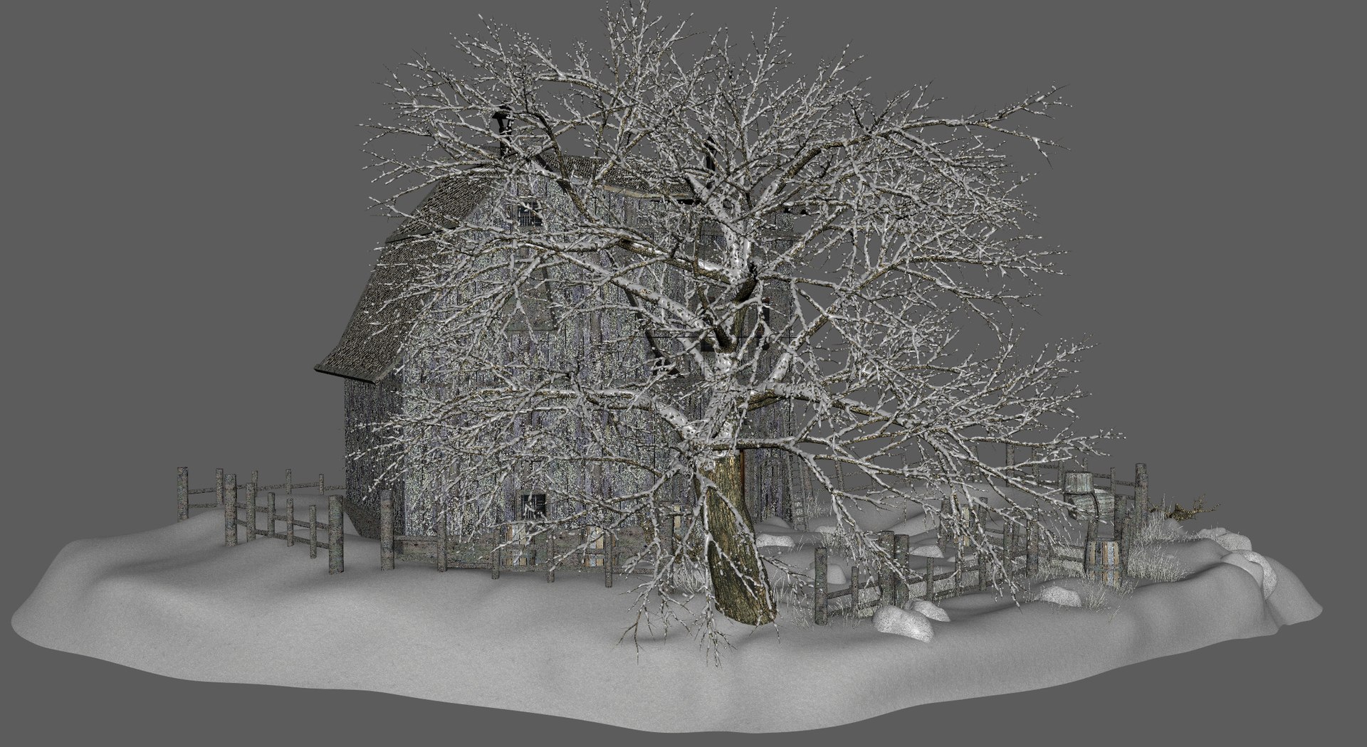 Snow winter house 3D model - TurboSquid 1357379