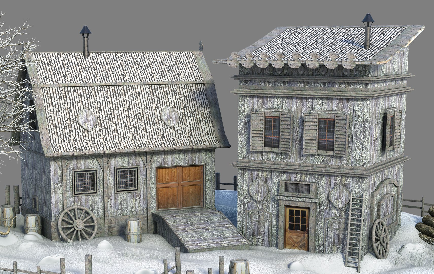 Snow winter house 3D model - TurboSquid 1357379