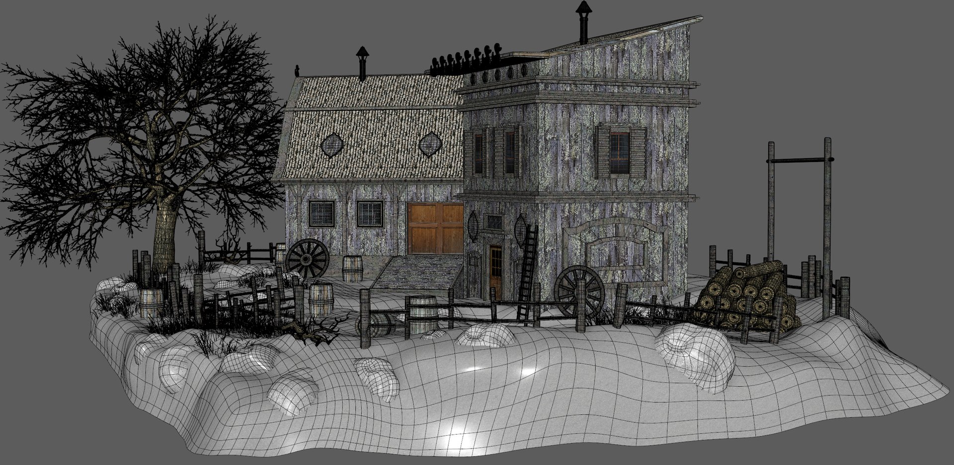 Snow winter house 3D model - TurboSquid 1357379