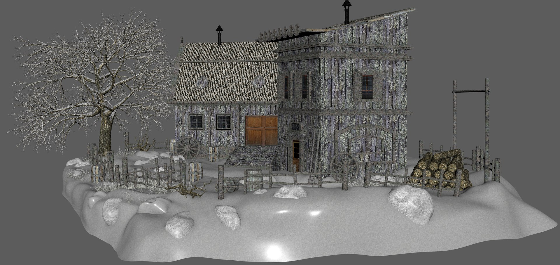 Snow winter house 3D model - TurboSquid 1357379