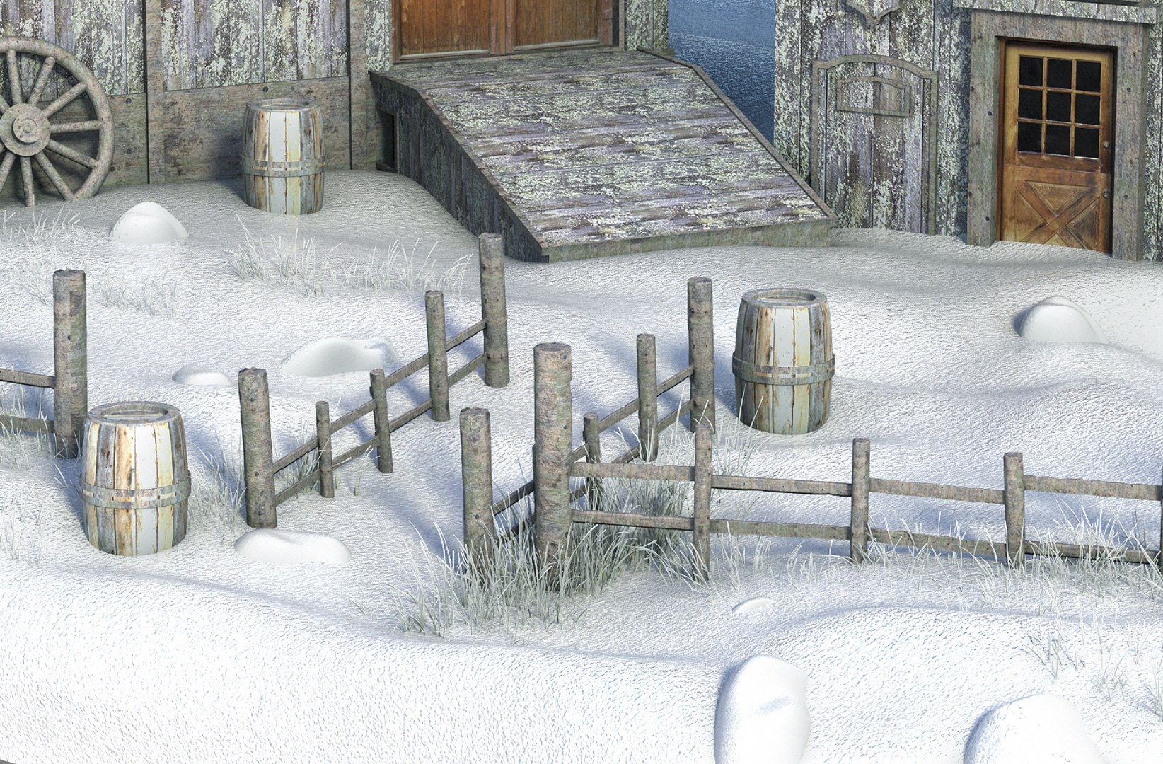Snow winter house 3D model - TurboSquid 1357379