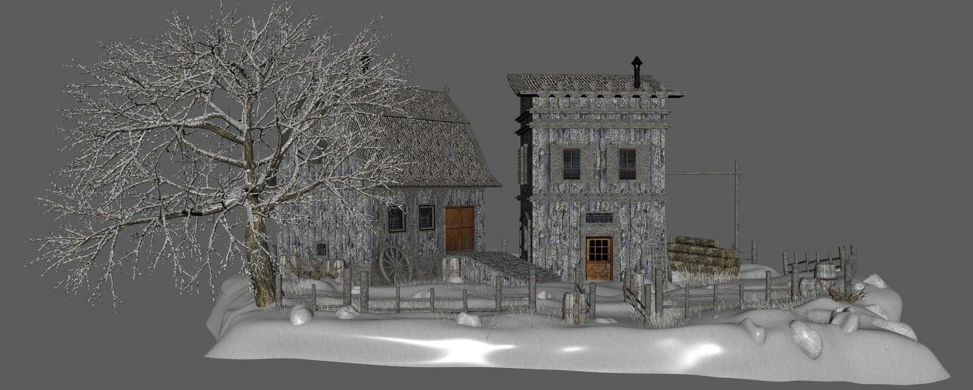 Snow winter house 3D model - TurboSquid 1357379