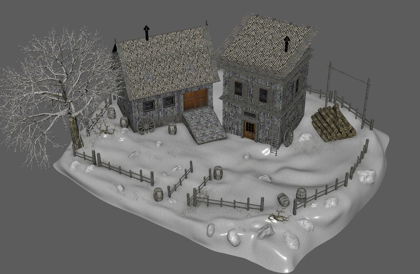 Snow winter house 3D model - TurboSquid 1357379