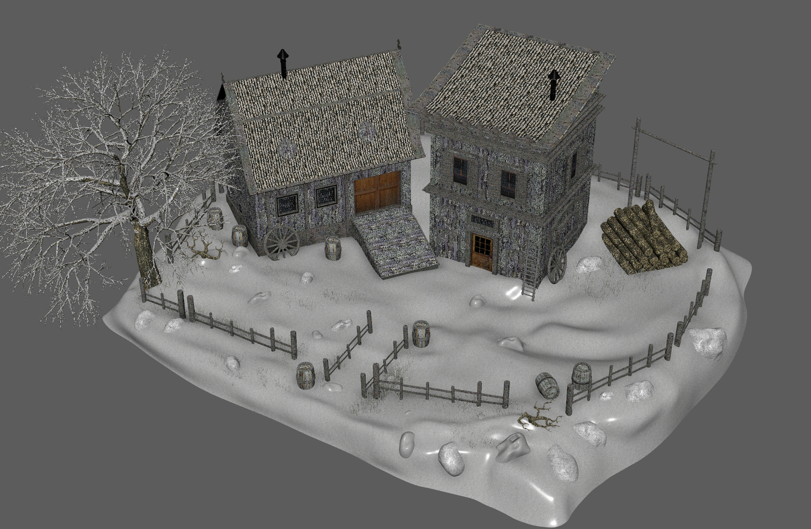 Snow winter house 3D model - TurboSquid 1357379