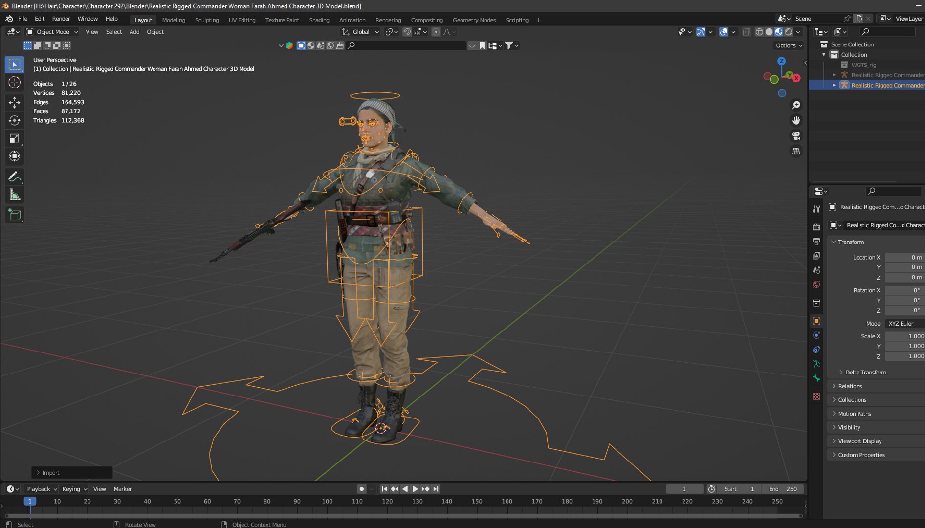 Realistic Rigged Commander Woman Farah Ahmed Character 3D Model 3D ...