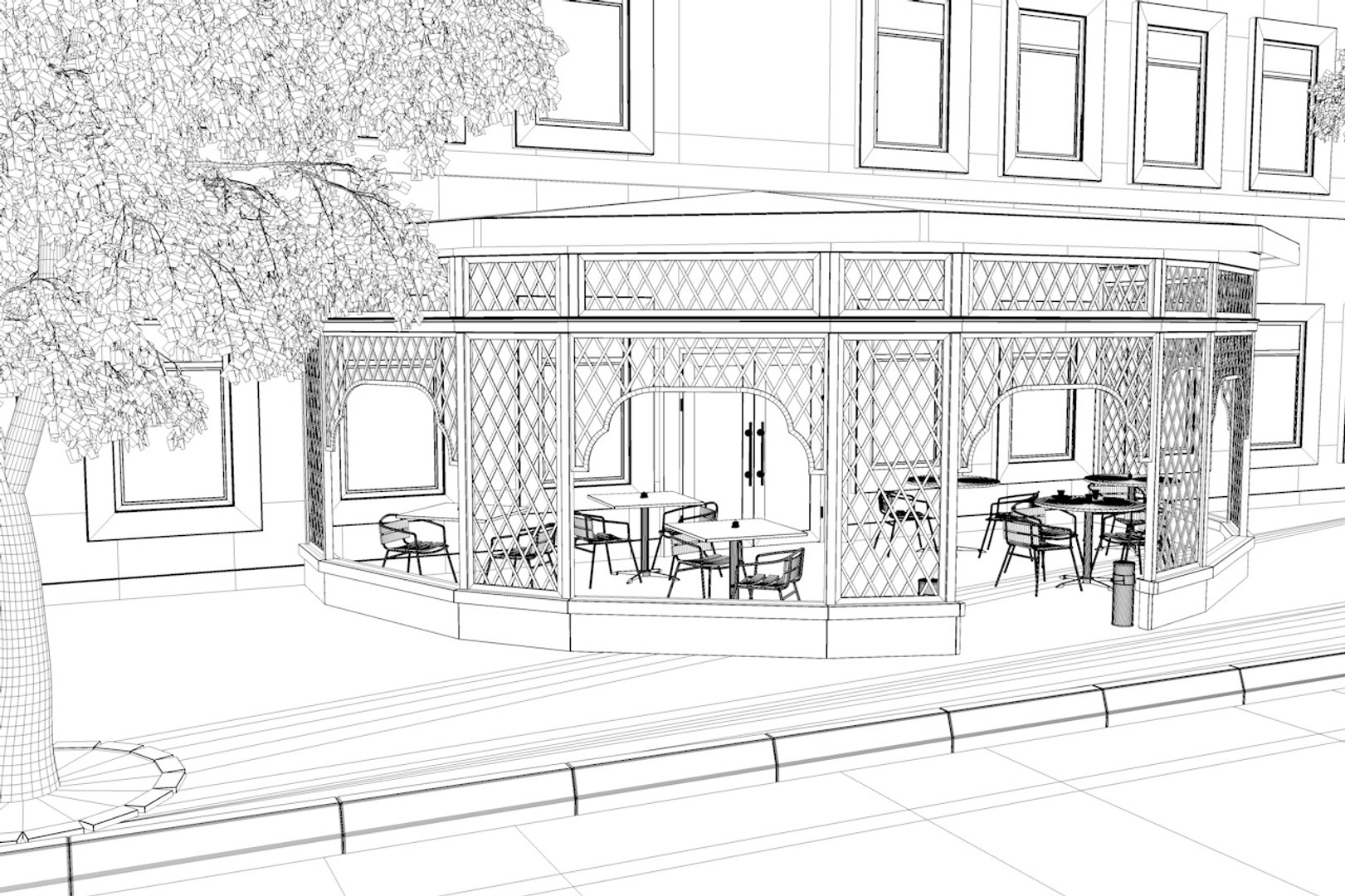 Street Cafe 3d Dxf