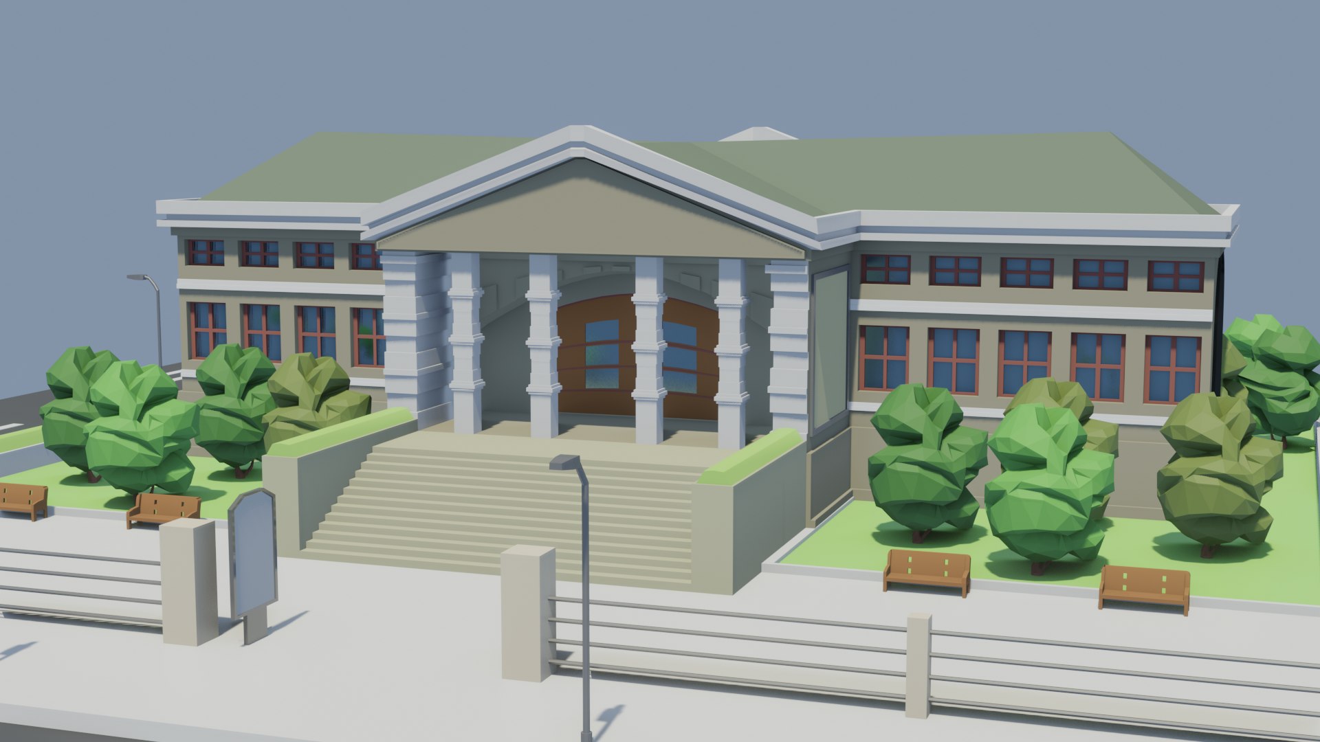 Cartoon museum landmark 3D model - TurboSquid 1504972