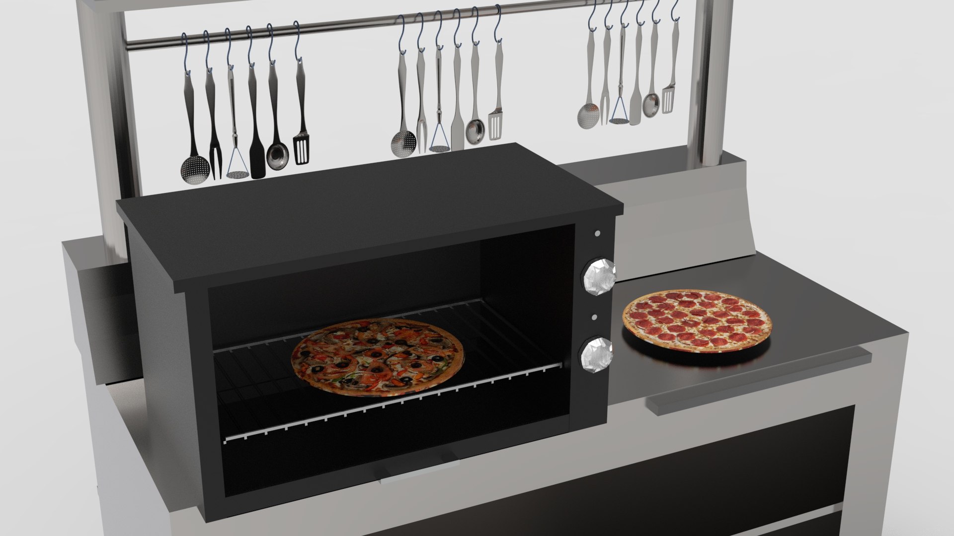 3D Model Commercial Pizza Oven - Pizza Work Station - TurboSquid 2099187