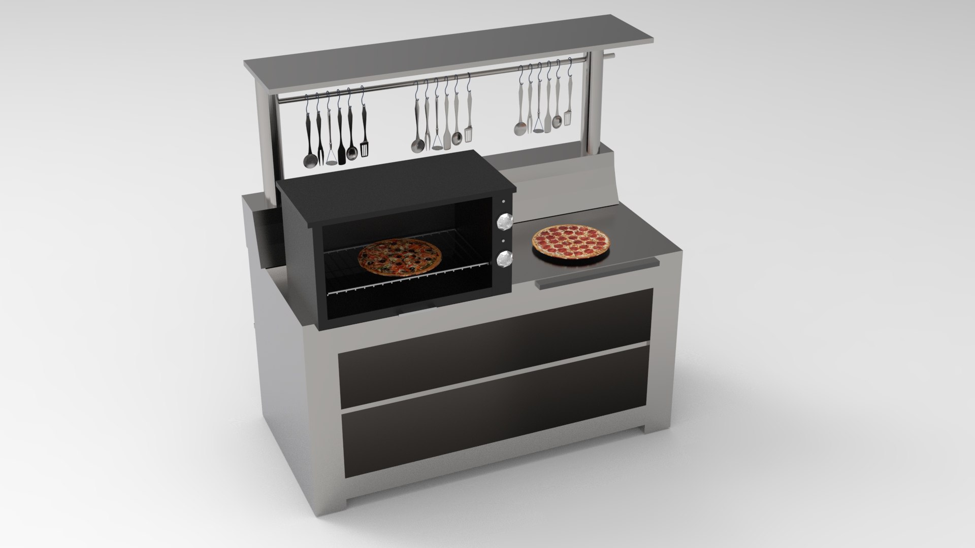 3D Model Commercial Pizza Oven - Pizza Work Station - TurboSquid 2099187