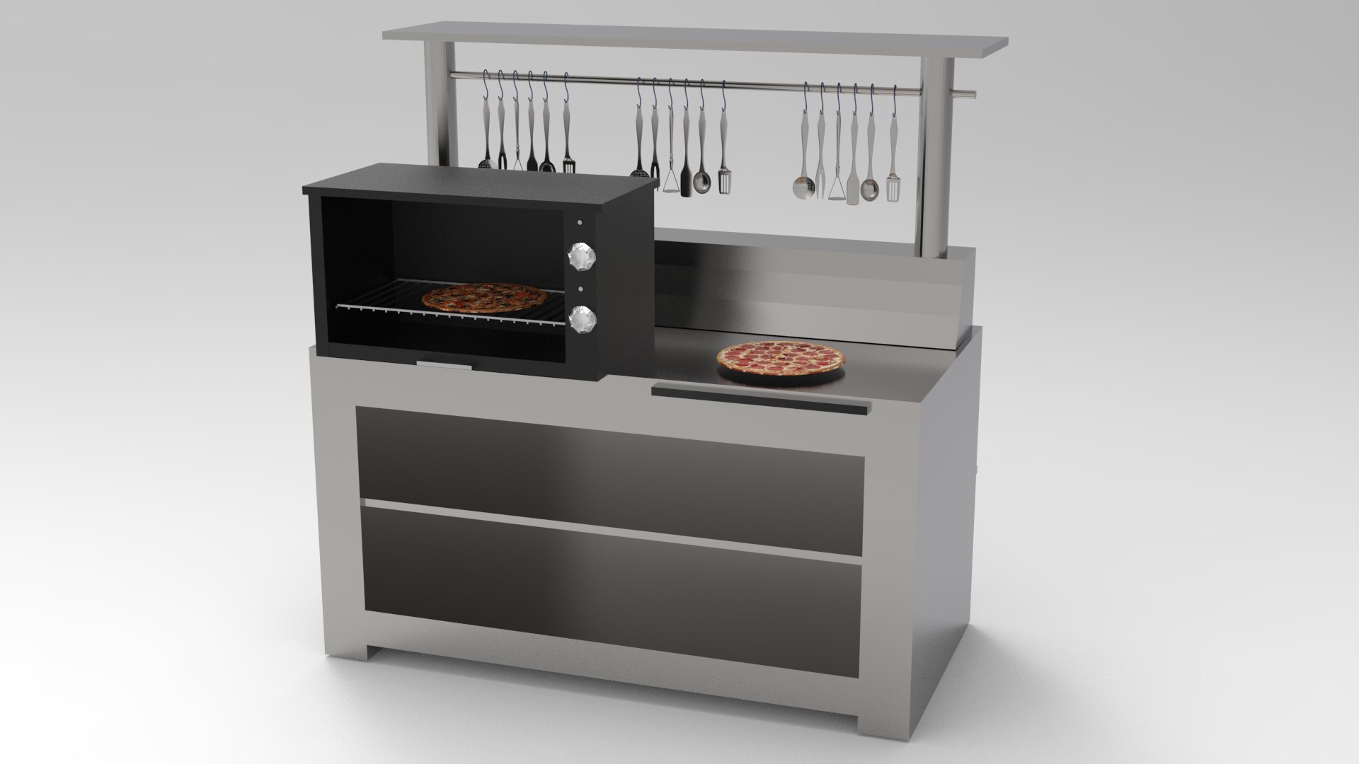 3D Model Commercial Pizza Oven - Pizza Work Station - TurboSquid 2099187