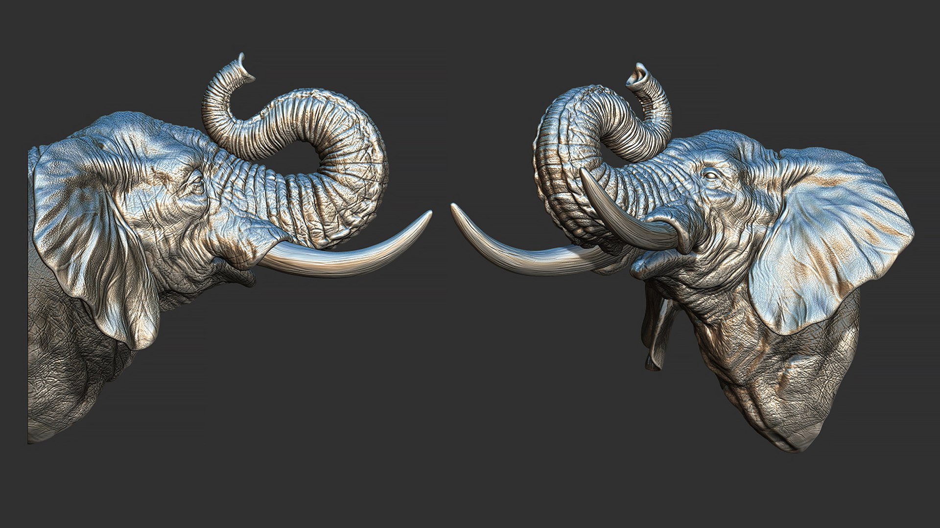 3D Elephant Raised Its Trunk Model - TurboSquid 2018701