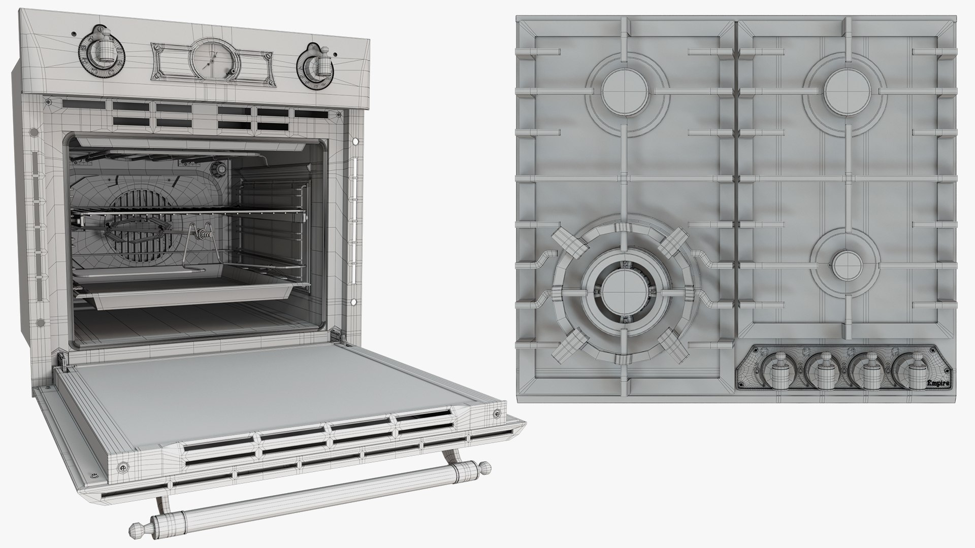 Gas hob Kaiser KG 6335 Oven Kaiser EH 6355 6345 3D model - TurboSquid ...
