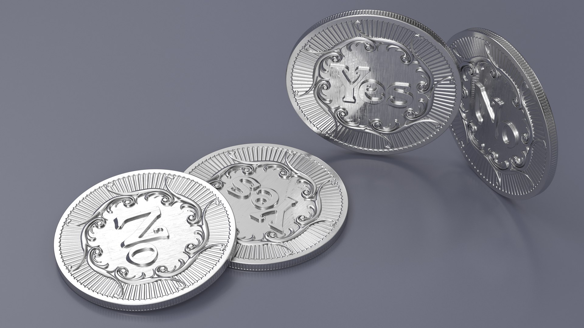 Yes Or No Decision Maker Coin Silver 3D - TurboSquid 2214169