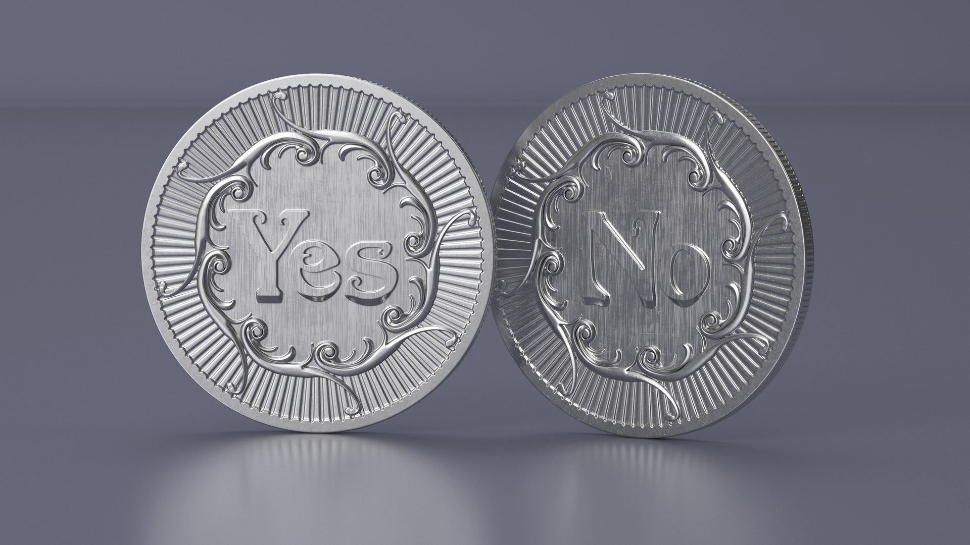 Yes Or No Decision Maker Coin Silver 3D - TurboSquid 2214169