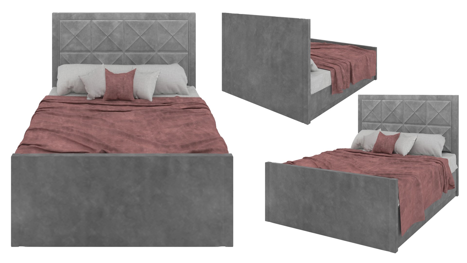 3D Capitone Bed 01 - TurboSquid 2291662