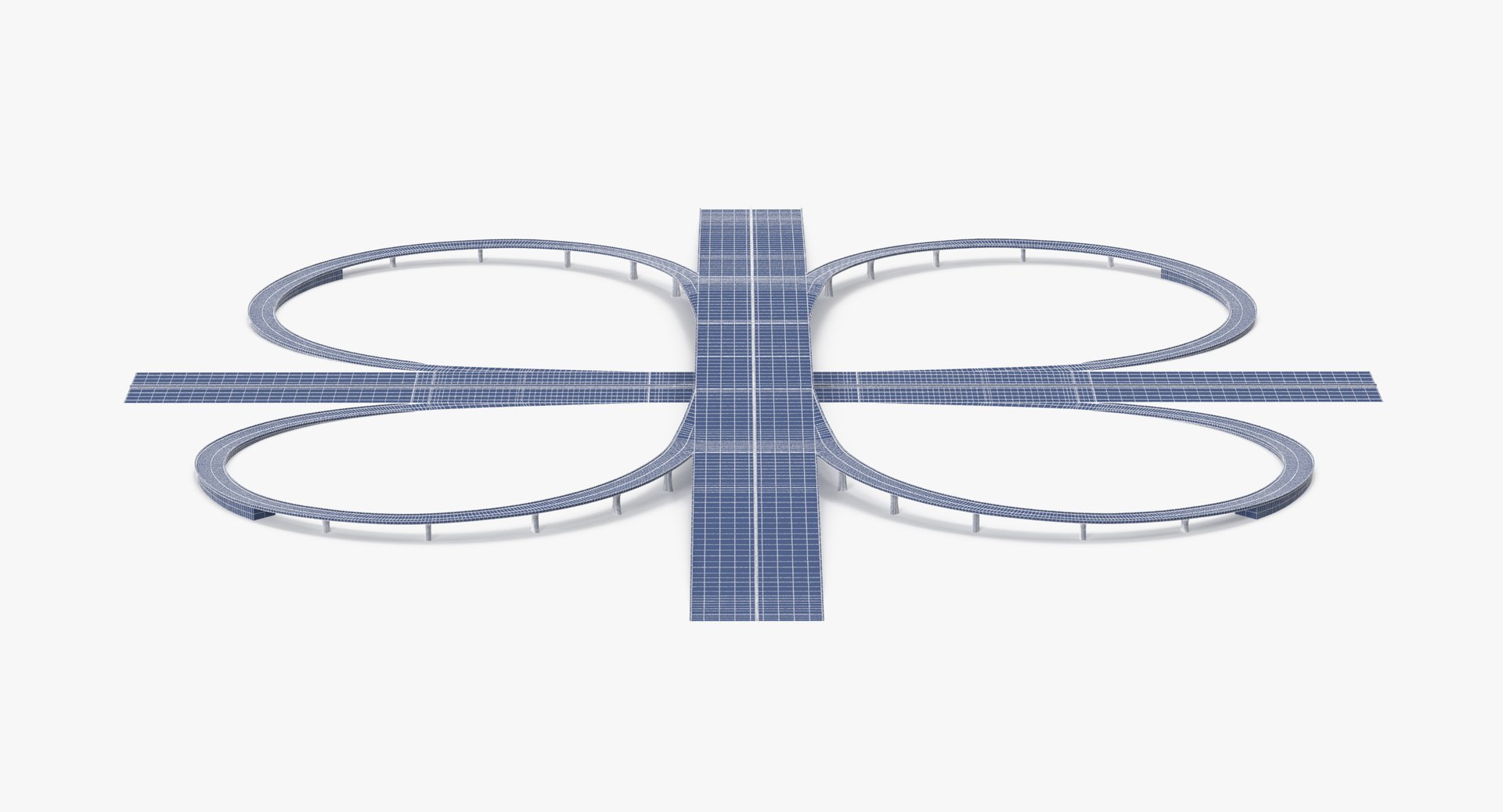 3 Lane Cloverleaf Highway 3d Model