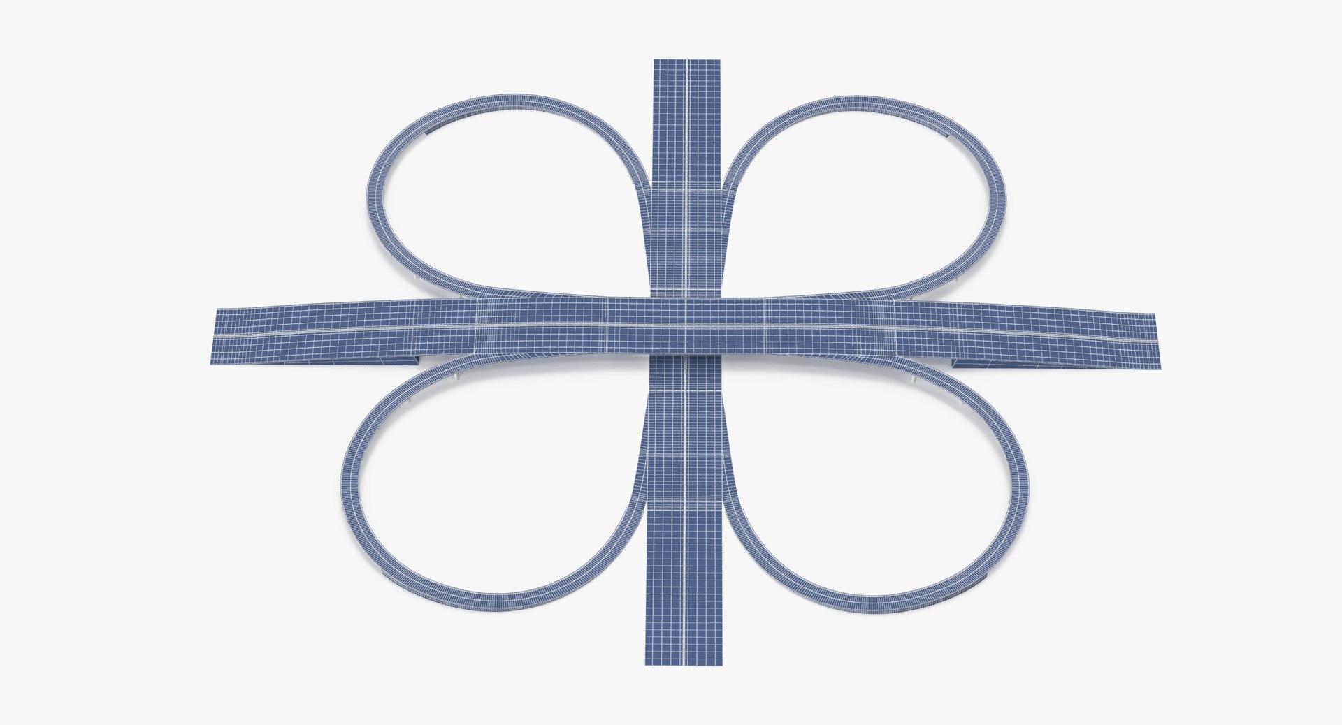 3 Lane Cloverleaf Highway 3d Model