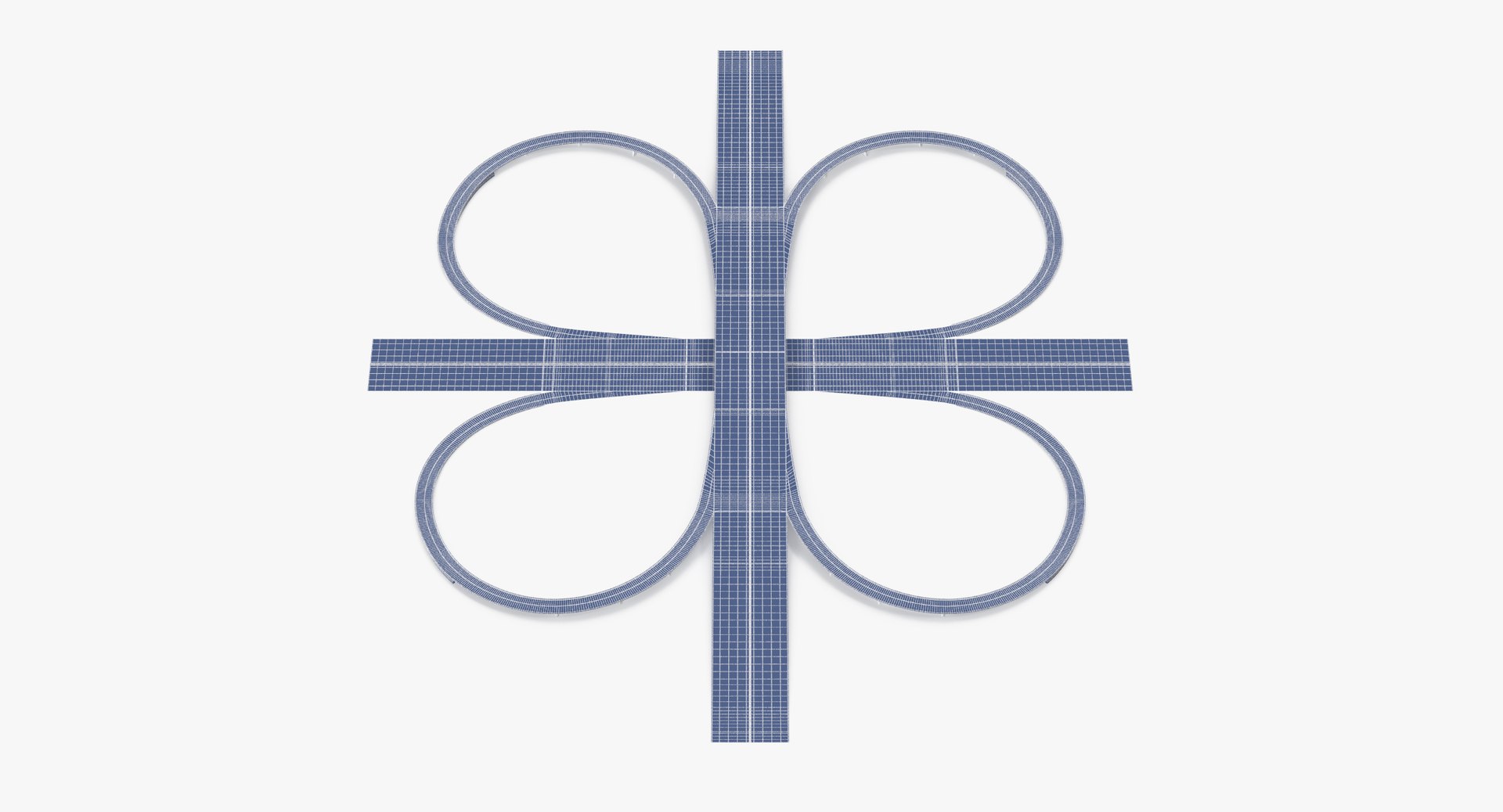 3 Lane Cloverleaf Highway 3d Model