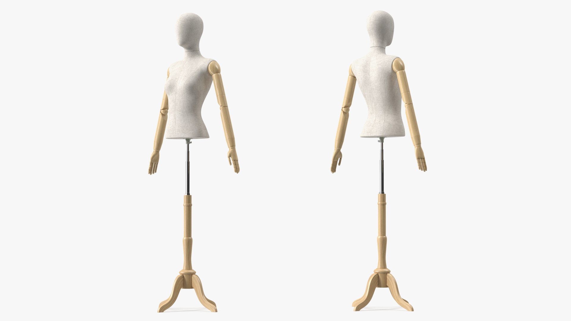3D Female Flexible Half Body Mannequin Torso with Wooden Base Rigged ...