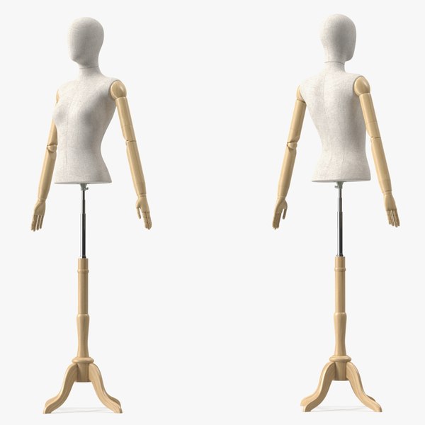 3D Female Flexible Half Body Mannequin Torso with Wooden Base Rigged ...