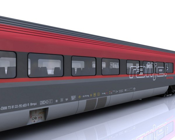 3d passenger train railjet model