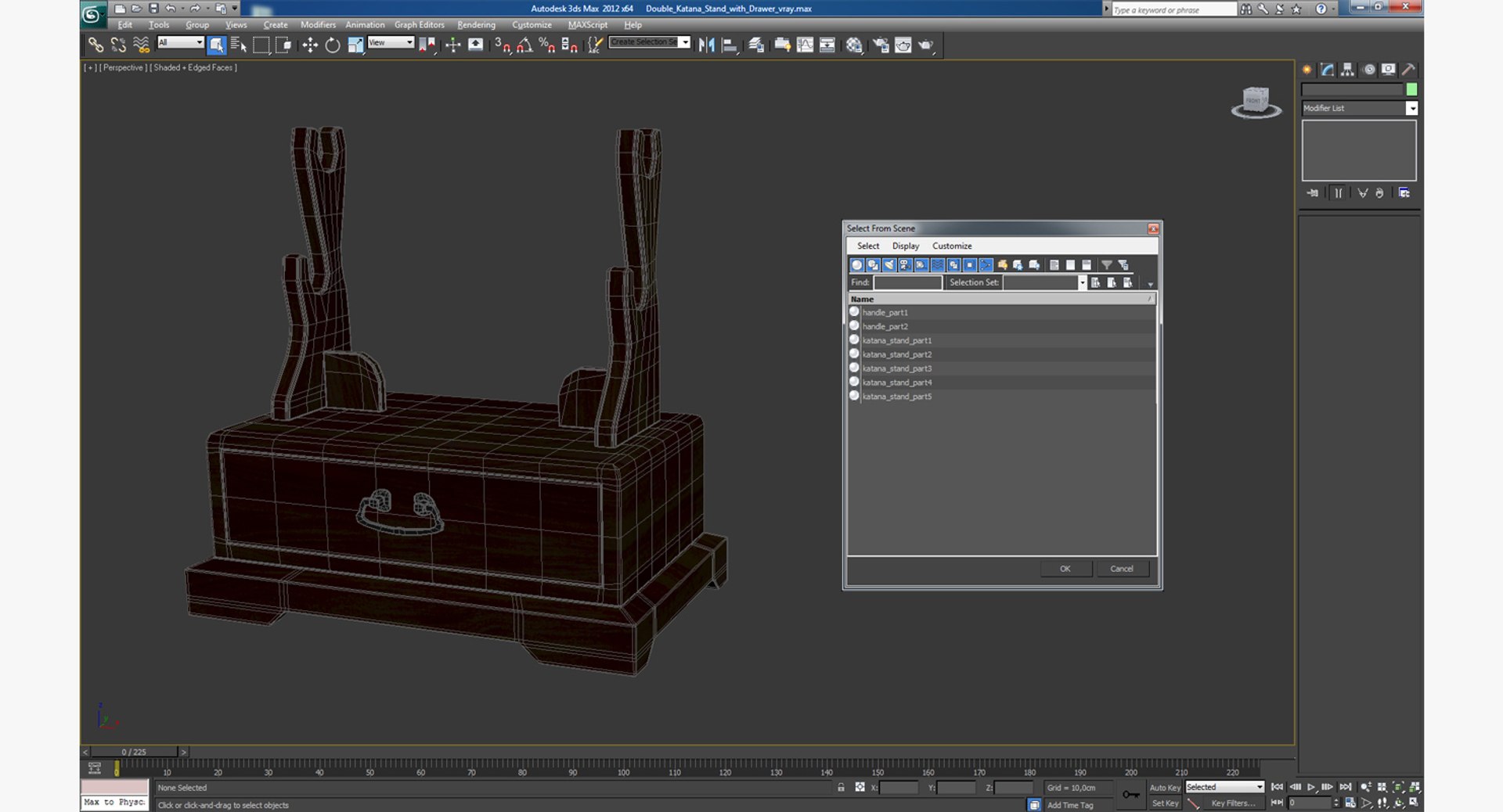 3d Double Katana Stand Drawer Model