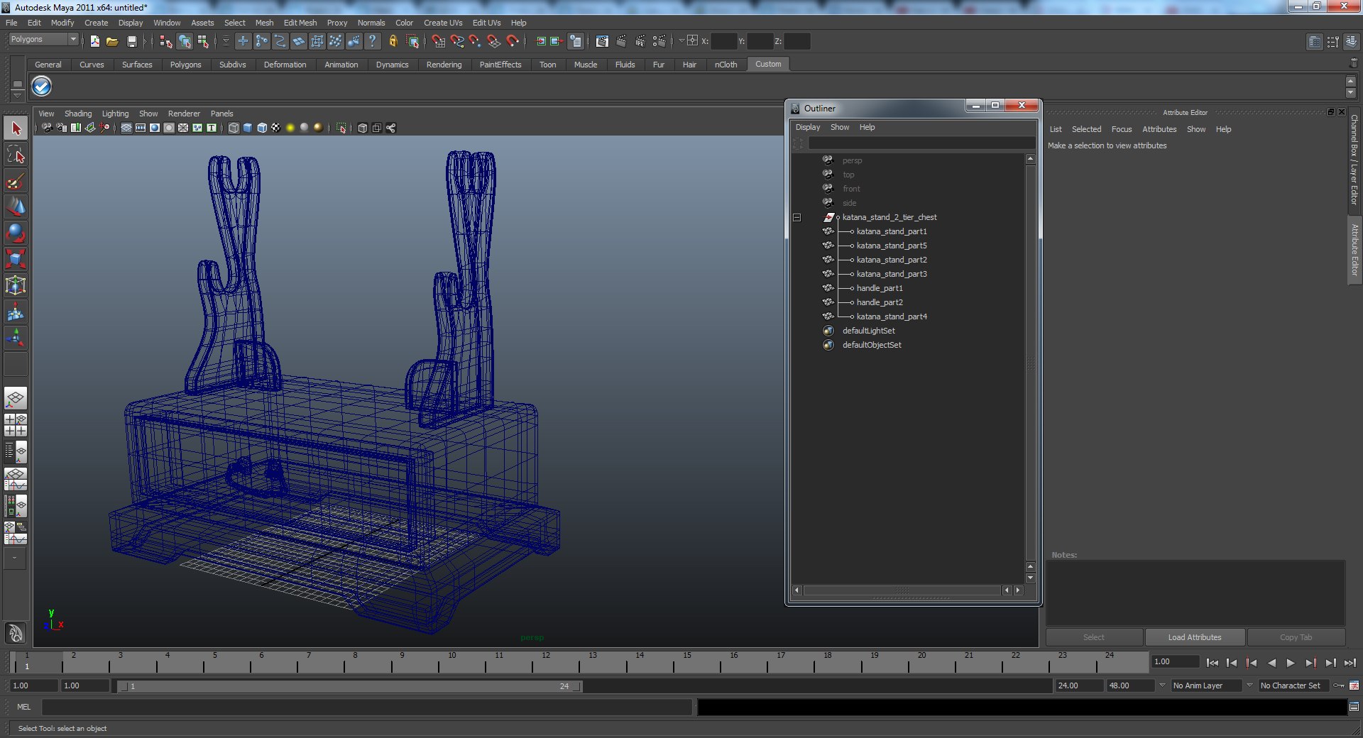 3d Double Katana Stand Drawer Model