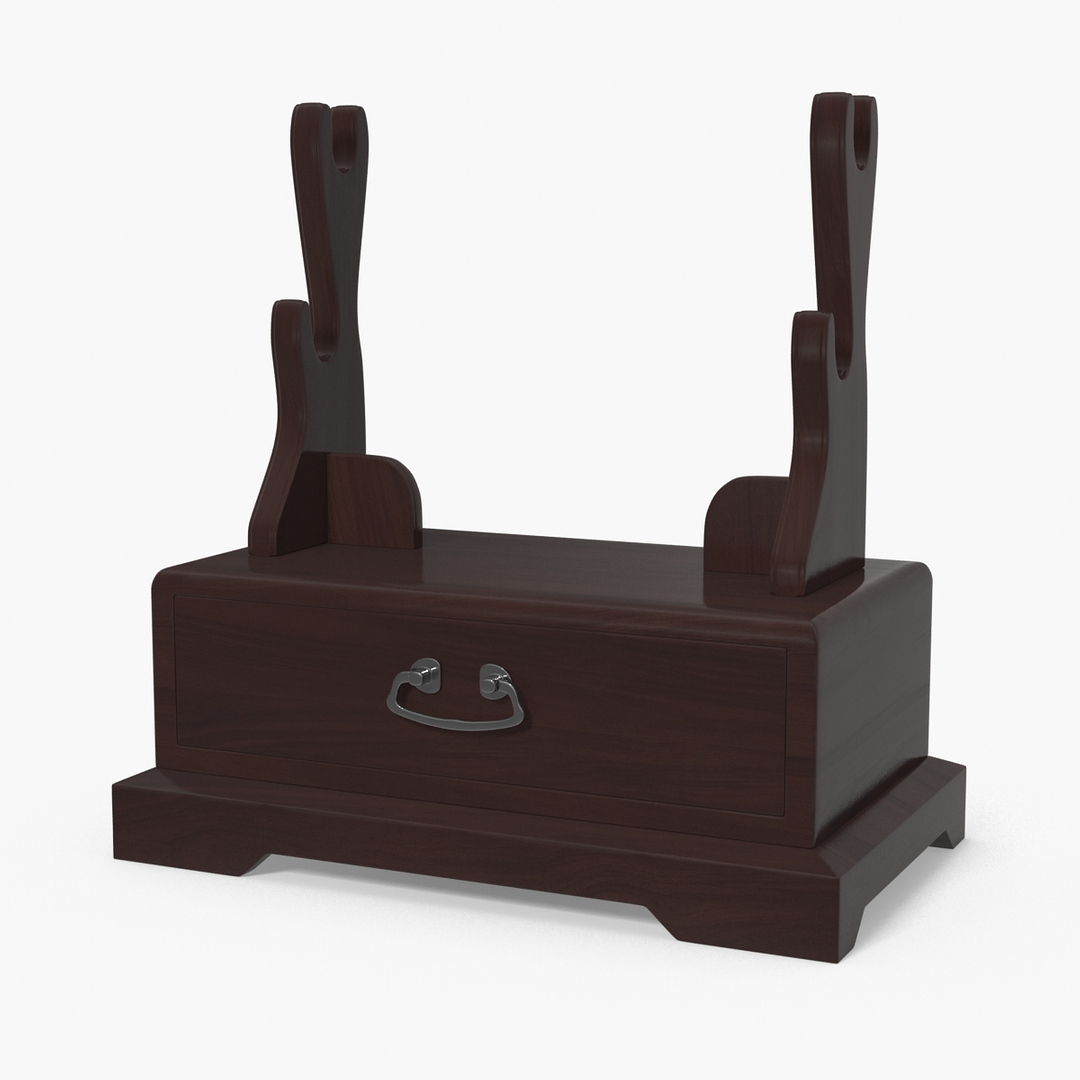 3d Double Katana Stand Drawer Model