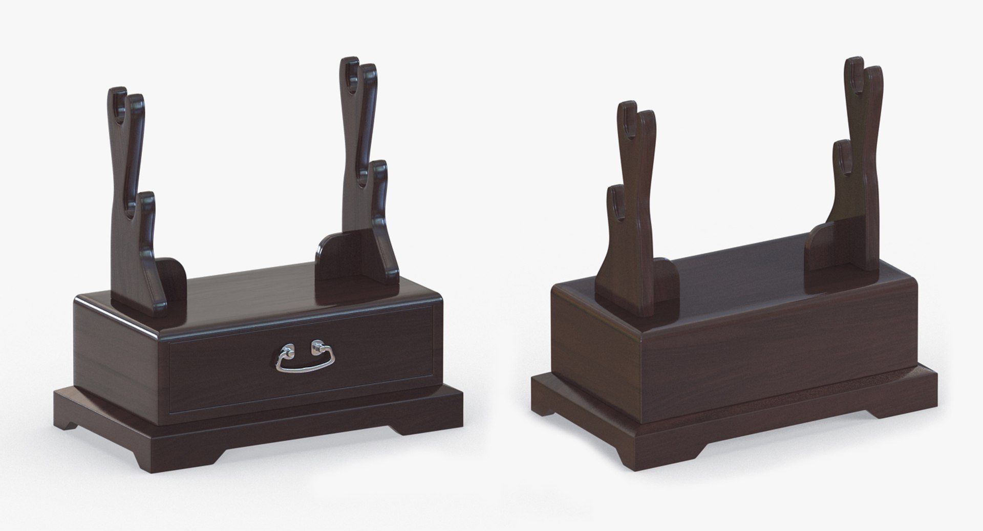 3d Double Katana Stand Drawer Model