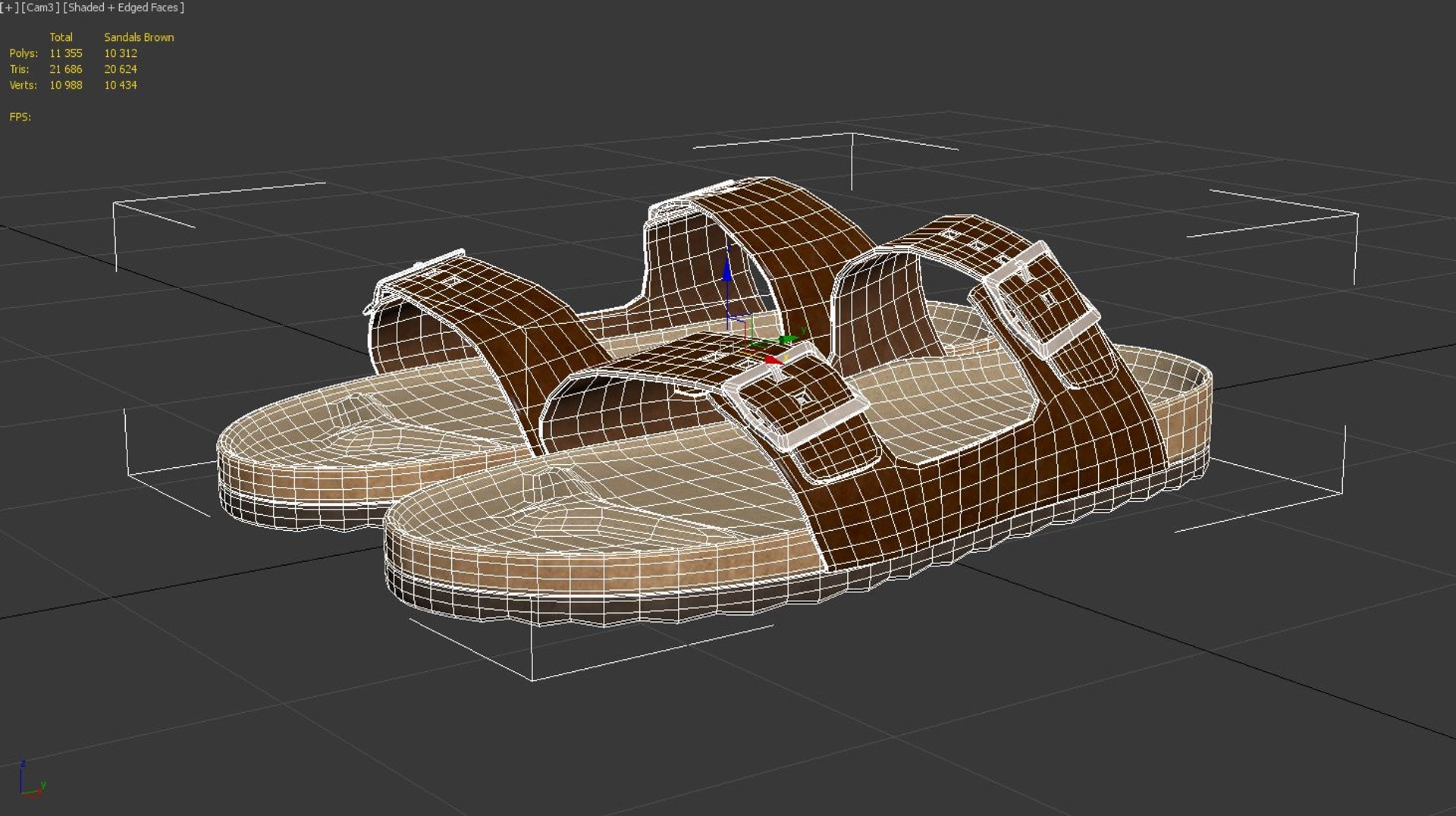 3D Realistic Brown Leather Sandals Model - TurboSquid 1588693
