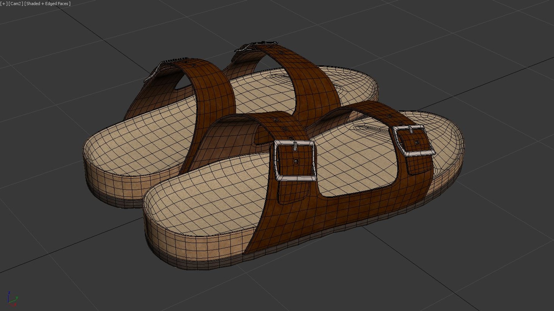 3D Realistic Brown Leather Sandals Model - TurboSquid 1588693