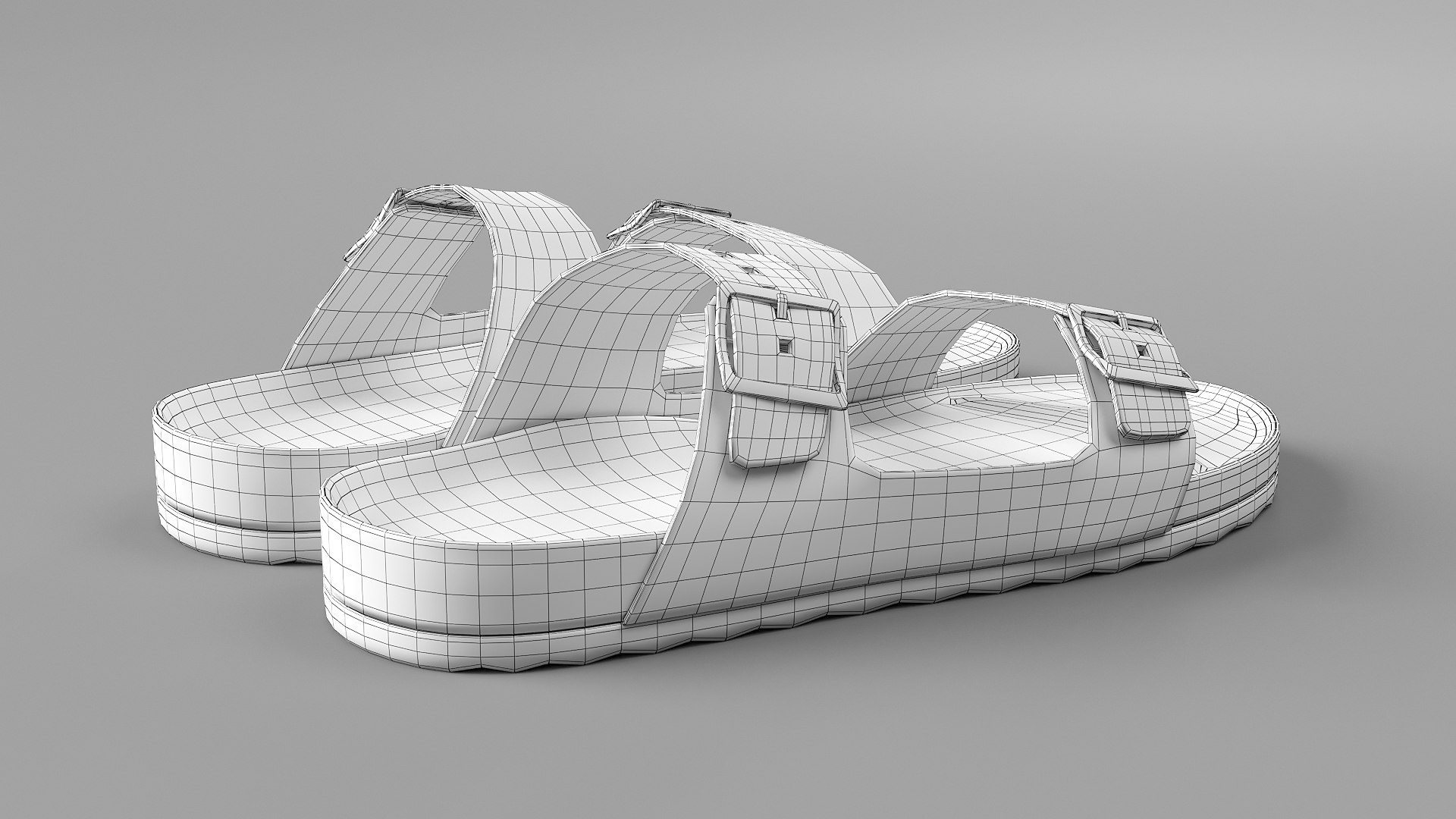 3D Realistic Brown Leather Sandals Model - TurboSquid 1588693