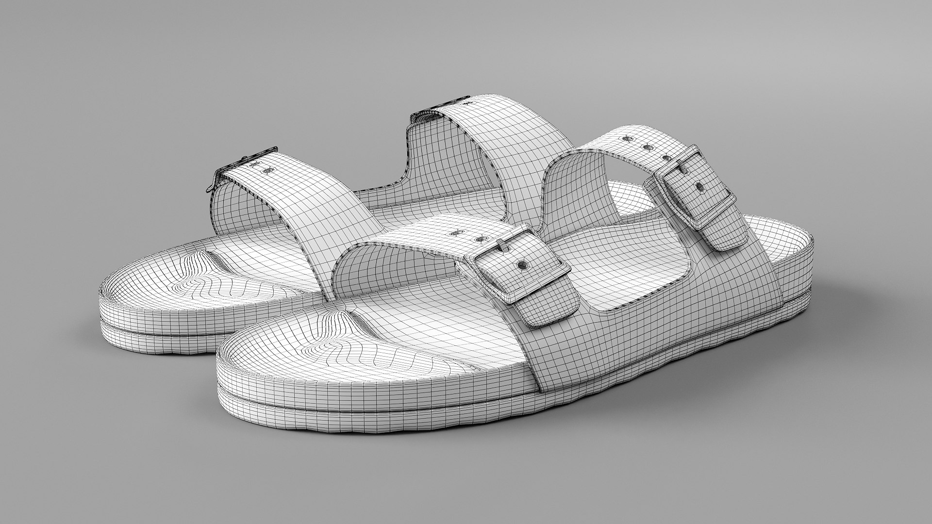 3D Realistic Brown Leather Sandals Model - TurboSquid 1588693