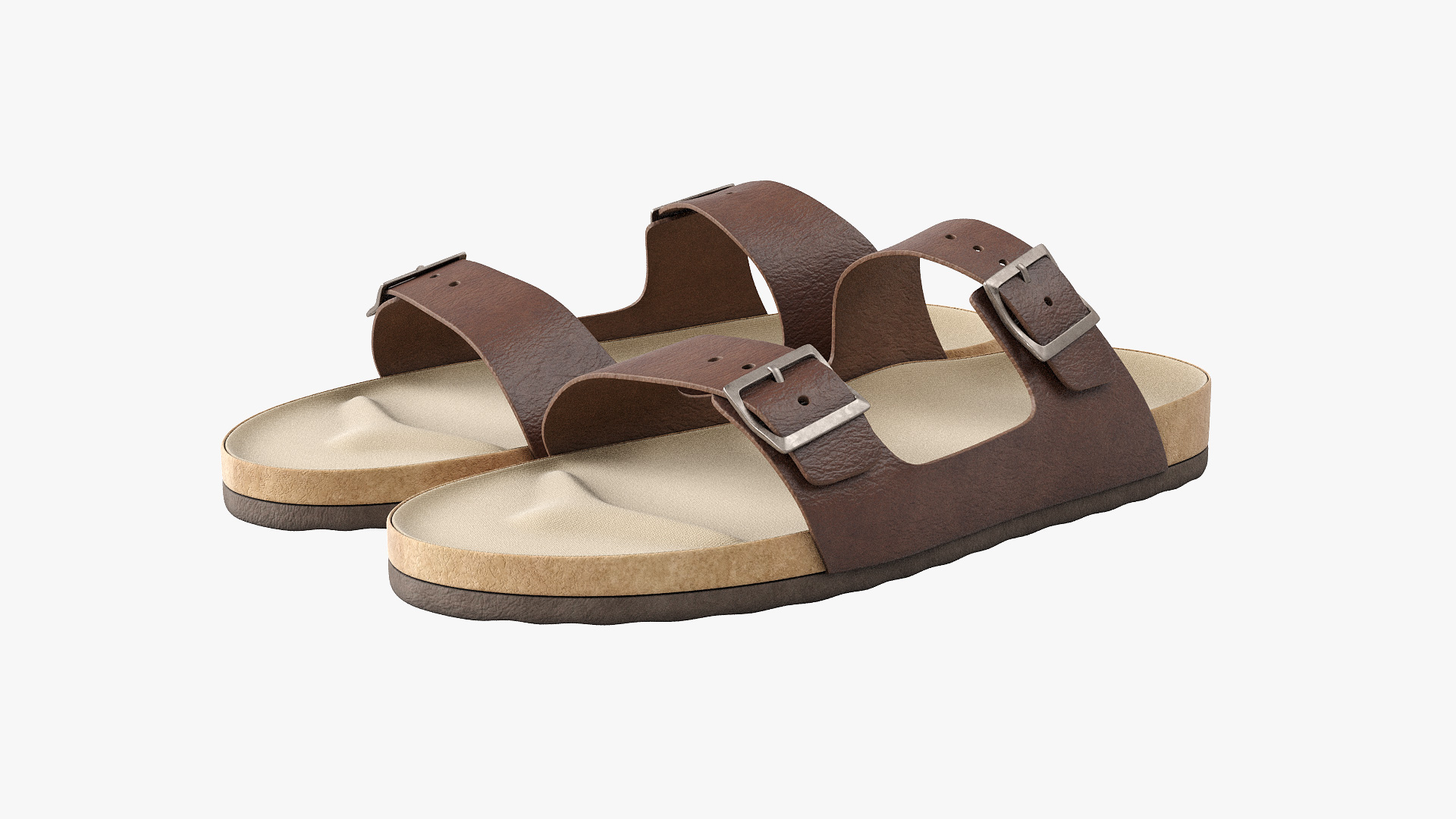 3D Realistic Brown Leather Sandals Model - TurboSquid 1588693