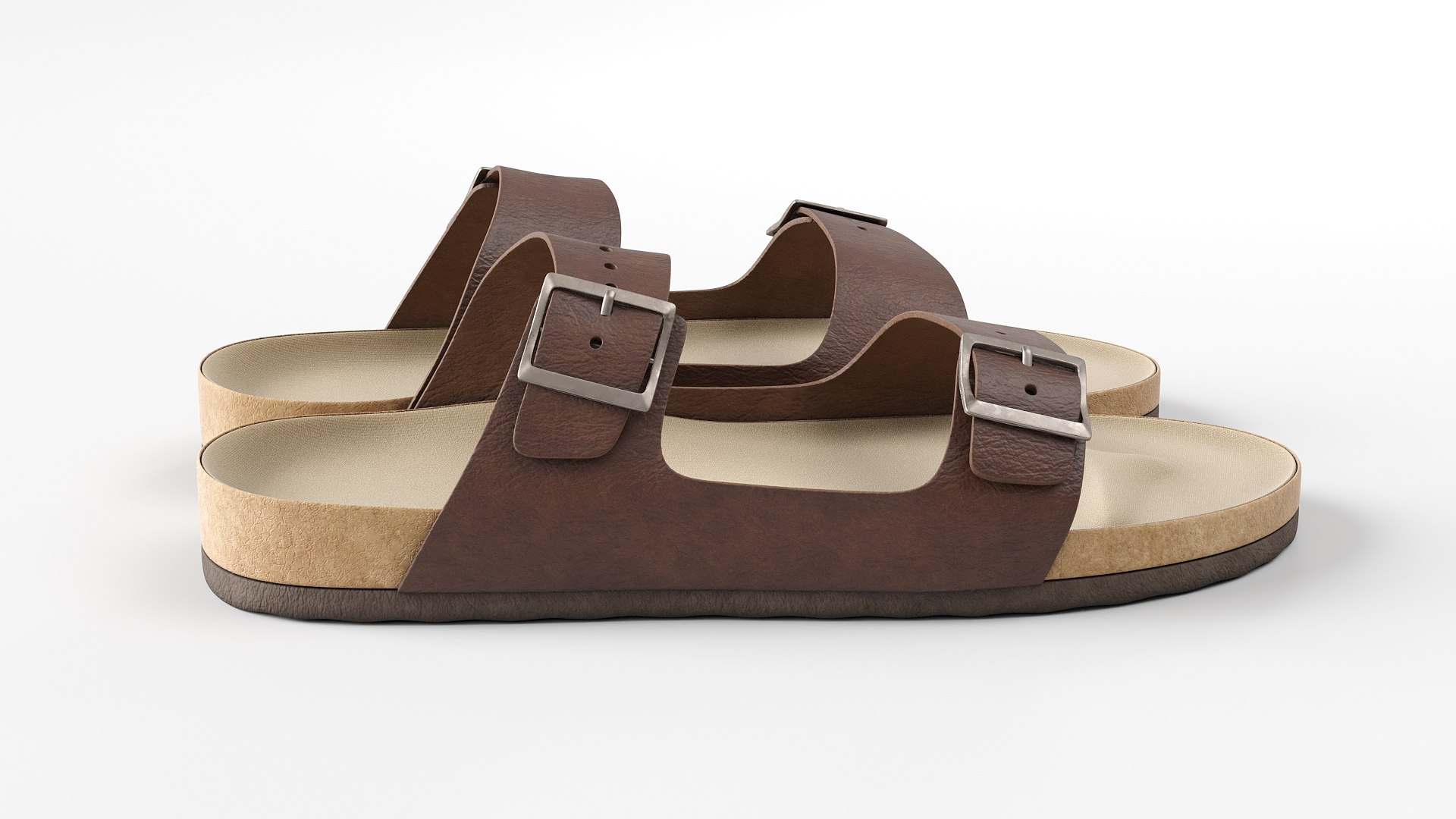 3D Realistic Brown Leather Sandals Model - TurboSquid 1588693