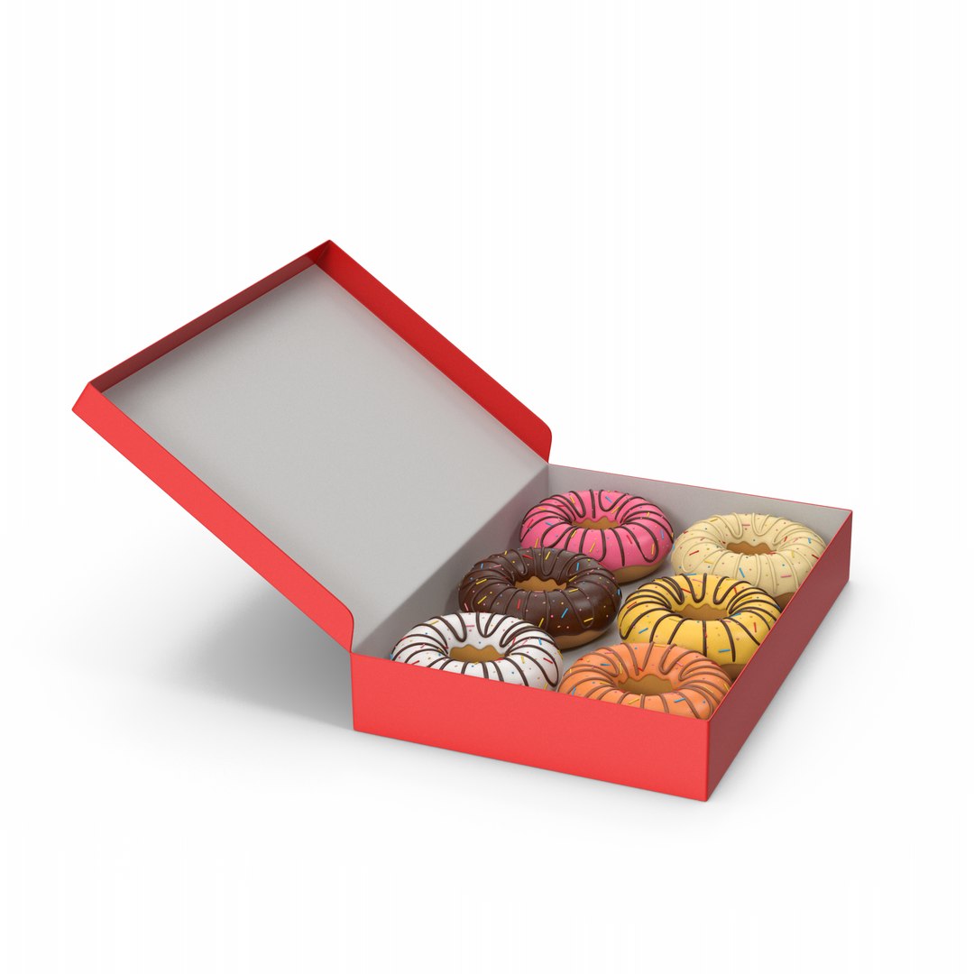 Donuts In Red Box 3D Model - TurboSquid 2204175