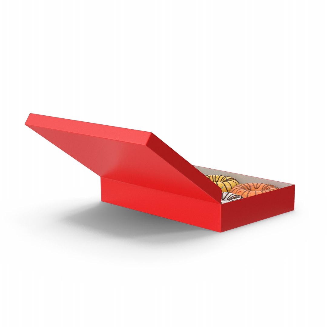 Donuts In Red Box 3D Model - TurboSquid 2204175